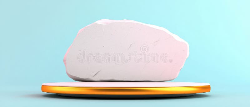 Abstract Pastel Pink and White Rock on Gold and White Pedestal Display ...