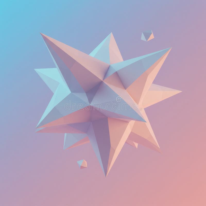 Abstract Pastel Polygonal Star Shape 3D Render Stock Illustration ...