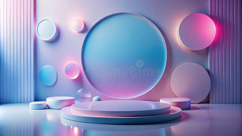 Abstract Pastel Product Display with Illuminated Circular Elements ...