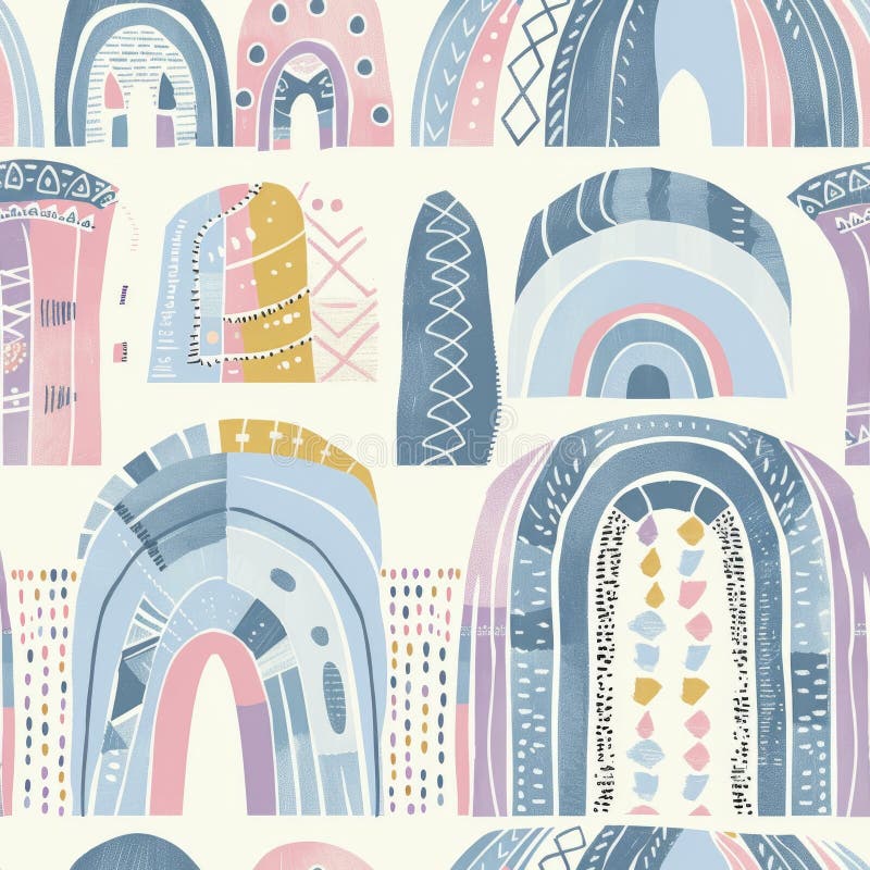 Abstract Pastel Rainbow Arches Pattern for Modern Design Stock Image ...
