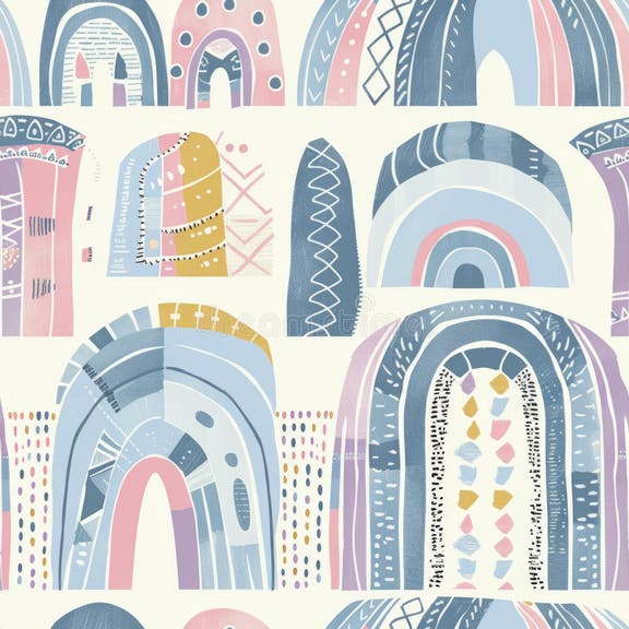 Abstract Pastel Rainbow Arches Pattern for Modern Design Stock Image ...