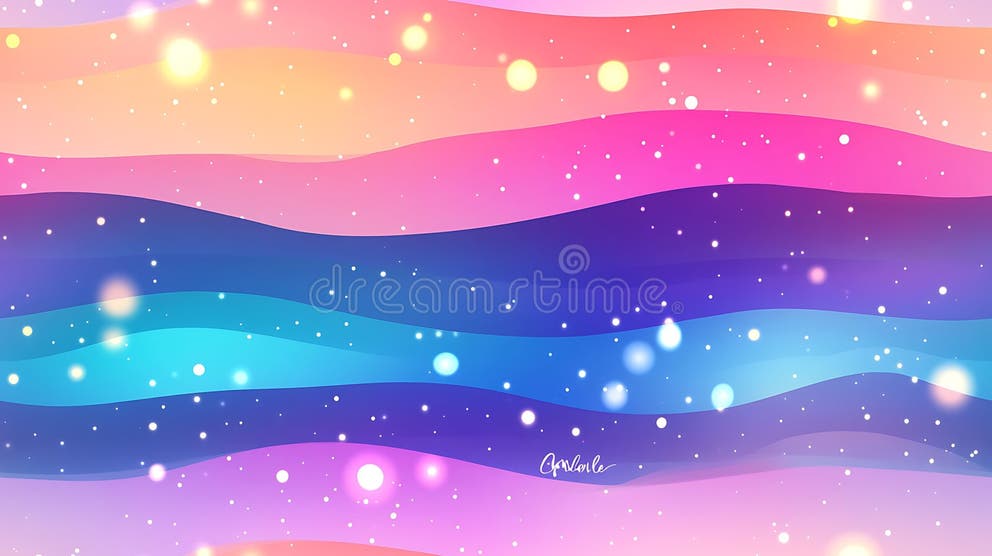 Abstract Pastel Rainbow Wave Background with Glowing Lights Stock ...