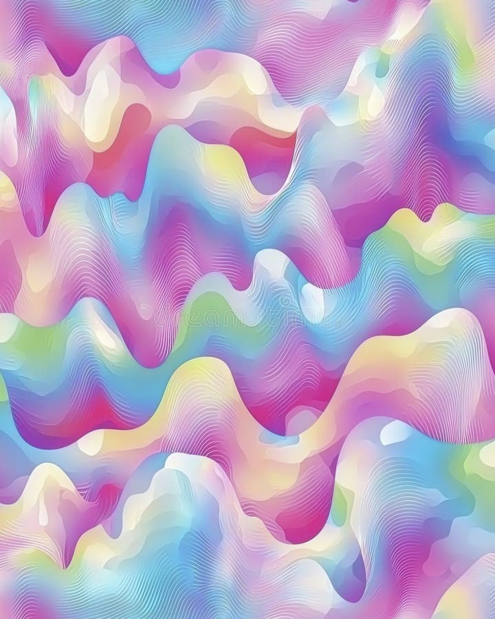 Abstract Pastel Rainbow Wavy Background with Iridescent Texture Stock ...
