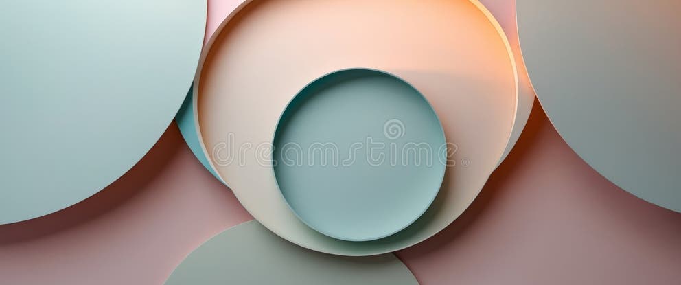 Abstract Pastel Rings Composition Modern Artwork with Round Elements ...