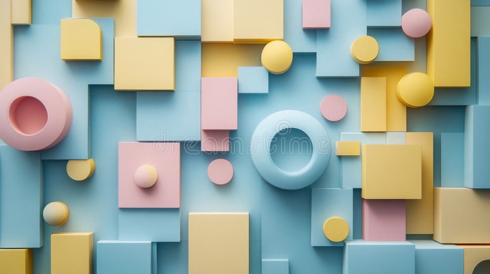 Abstract Pastel Shapes Geometric Design Composition Stock Illustration ...