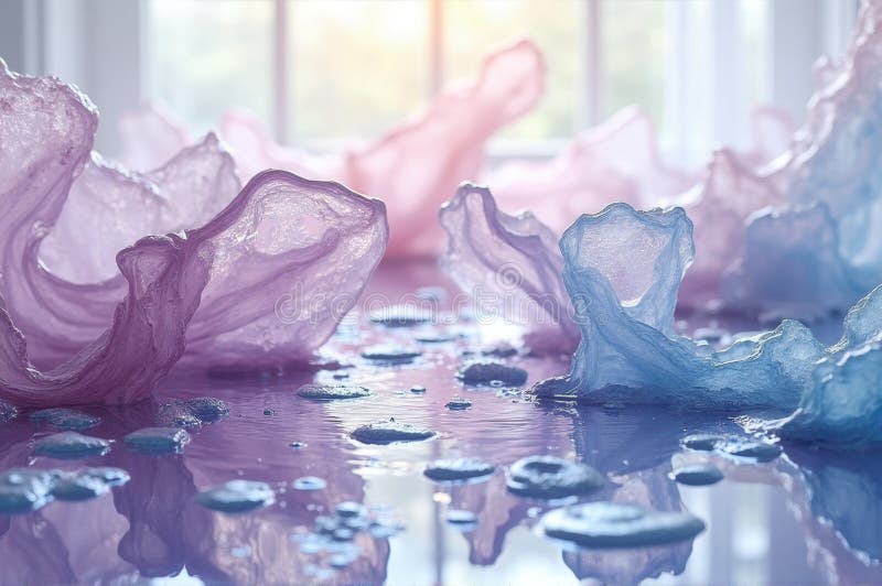 Abstract Pastel Shapes and Water Reflections in Natural Light Stock ...