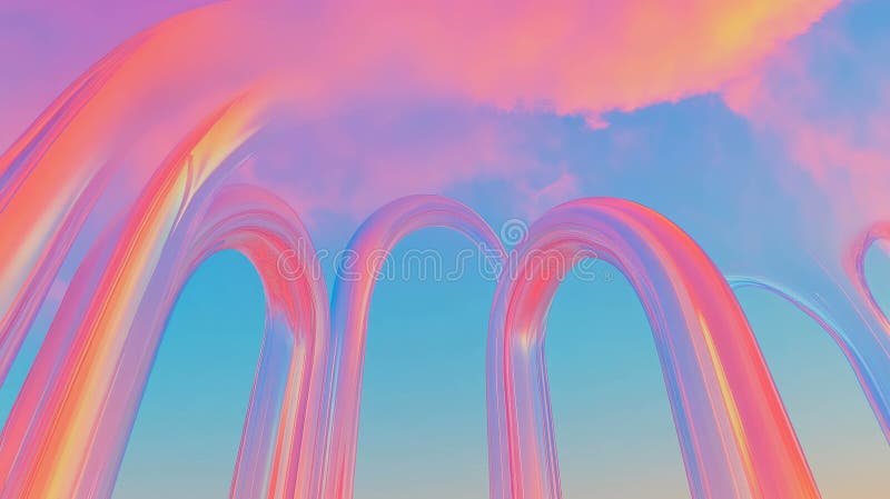 Abstract Pastel Sky with Geometric Arches for Modern Design Concepts ...
