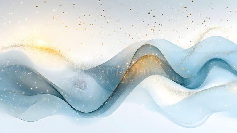 Elegant Blue Gold Abstract Waves Background Luxury Design Swirls ...