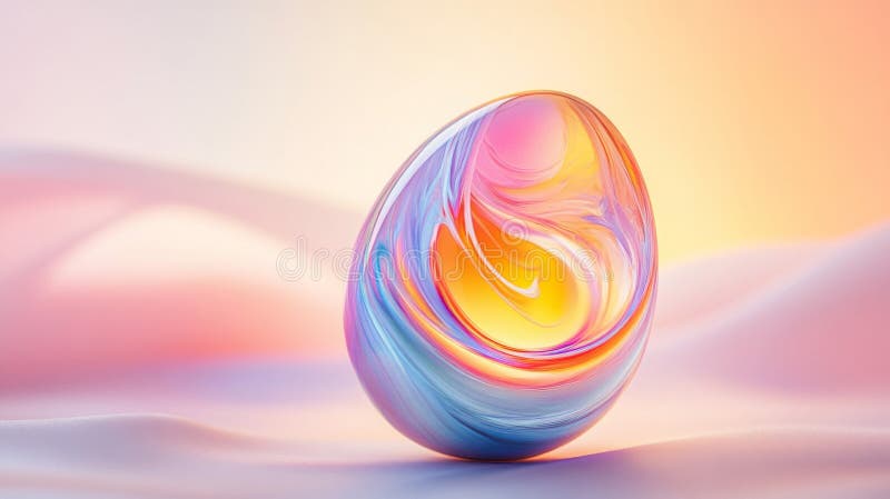 Abstract Pastel Swirl Egg Shaped Glass Object Stock Illustration ...