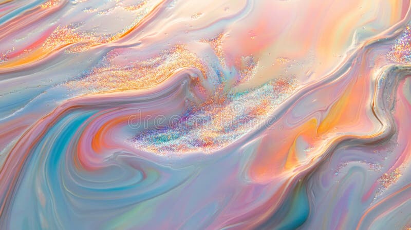 Abstract Pastel Swirl Fluid Art with Glitter Texture Stock Illustration ...