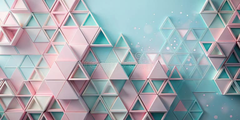 Abstract Pastel Triangular Geometric Wall Pattern Design Featuring Pink ...