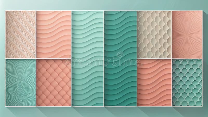 Abstract Pastel Wall Panel Design with Diverse Geometric Patterns ...
