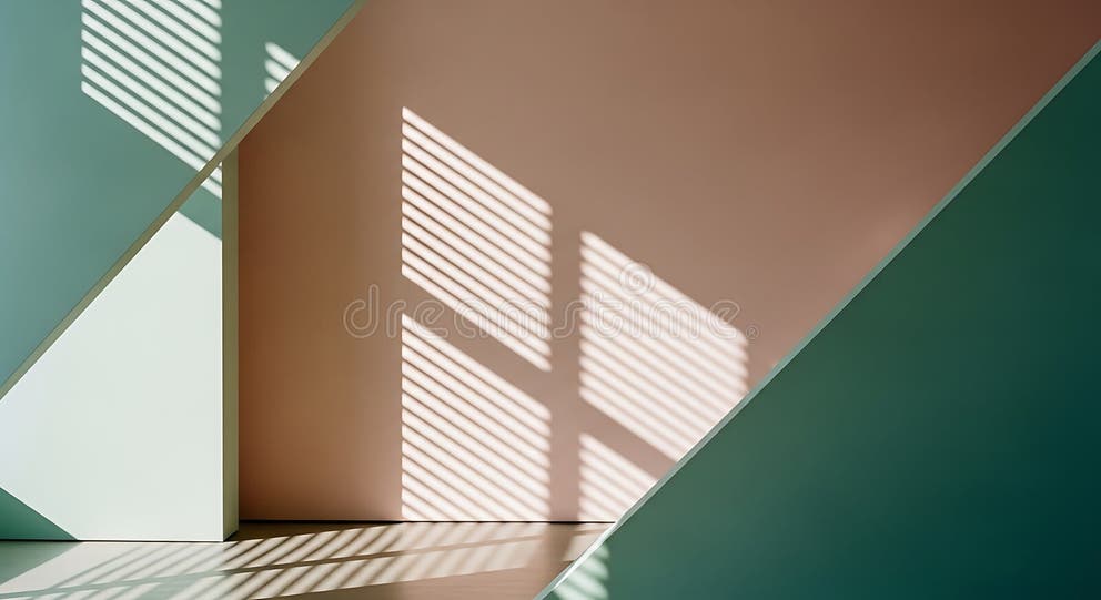 Abstract Pastel Wall with Window Light and Shadow Architectural Design ...