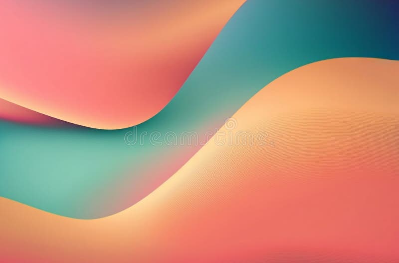 Abstract Pastel Wave Background: Serene Teal and Peach Hues Stock ...