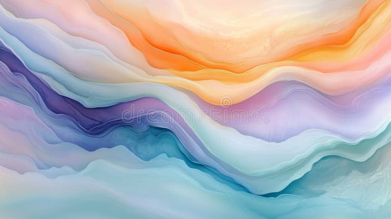 Abstract Pastel Wave Landscape Painting Stock Illustration ...