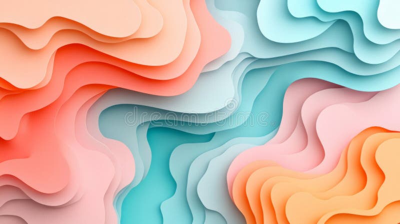 Abstract Pastel Wave Layers Design Background Stock Illustration ...