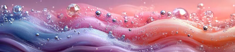 Abstract Pastel Waves with Bubbling Water Droplets in Soft Colors Stock Illustration ...