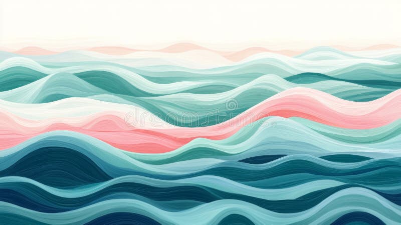 Abstract Pastel Waves Ocean Sea Design Stock Illustration ...