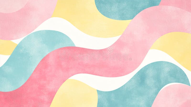Abstract Pastel Waves Pattern with Pink, Yellow, and Blue Curves Stock ...