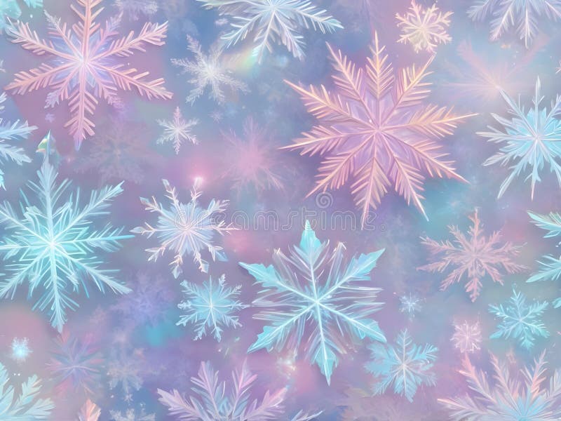 Abstract Pastel Winter Pattern Holographic Bright Snowflakes Stock ...