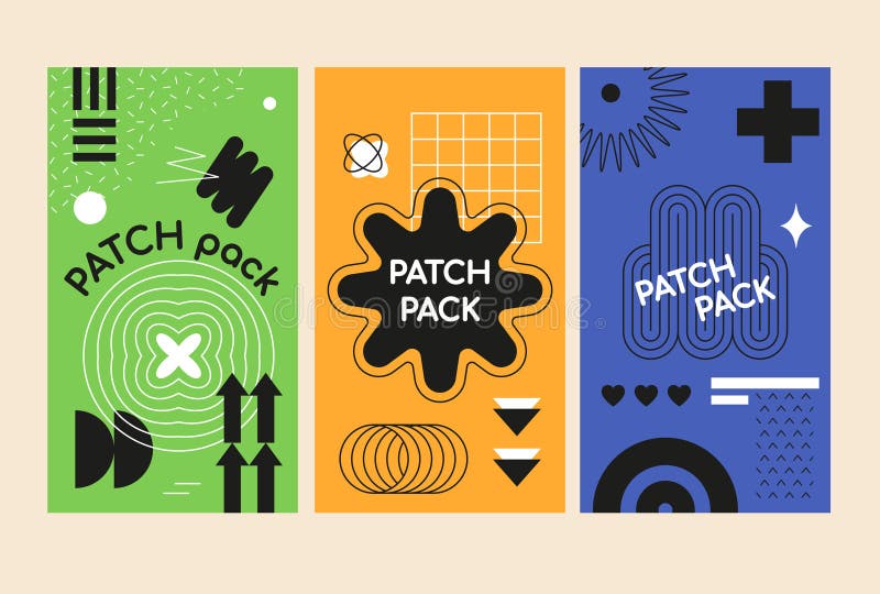 Abstract Patches and Banners - Set of Vector Template Illustrations ...