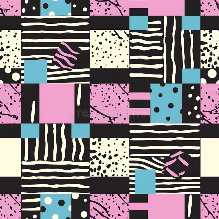 Abstract Patchwork Pattern with Bold Colors and Geometric Shapes Stock ...