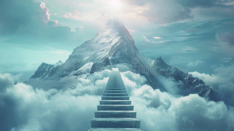 Abstract Path To Mountain Top Symbolizing Success in Reaching and ...