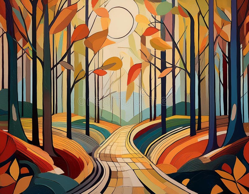 Abstract Path through the Woods Focus on Leaf and Bark Textures in an ...