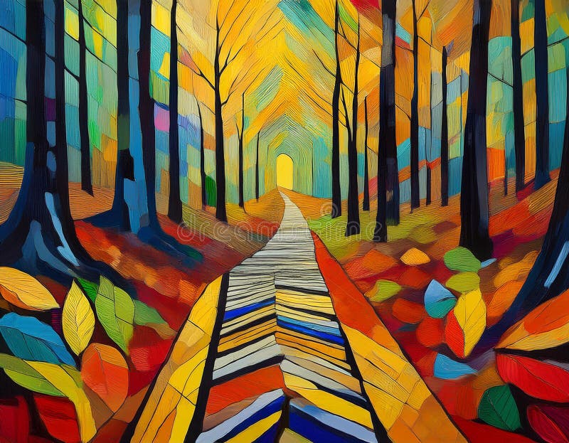 Abstract Path through the Woods Focus on Leaf and Bark Textures in an ...