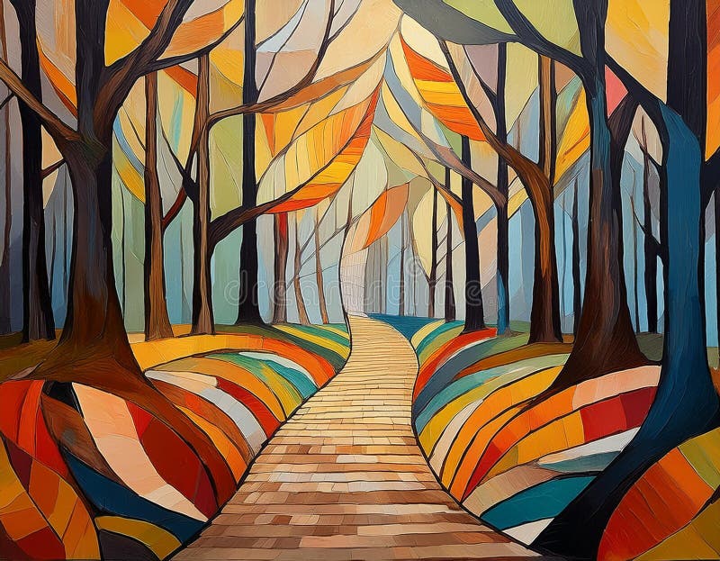 Abstract Path through the Woods Focus on Leaf and Bark Textures in an ...