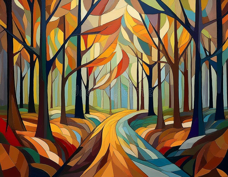 Abstract Path through the Woods Focus on Leaf and Bark Textures in an ...