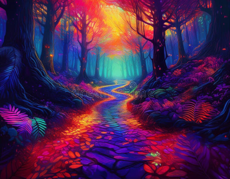 Abstract Path through the Woods Focus on Leaf and Bark Textures in an ...