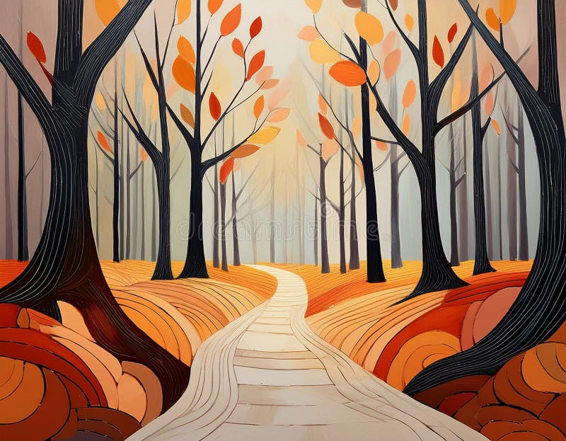 Abstract Path through the Woods Focus on Leaf and Bark Textures in an ...