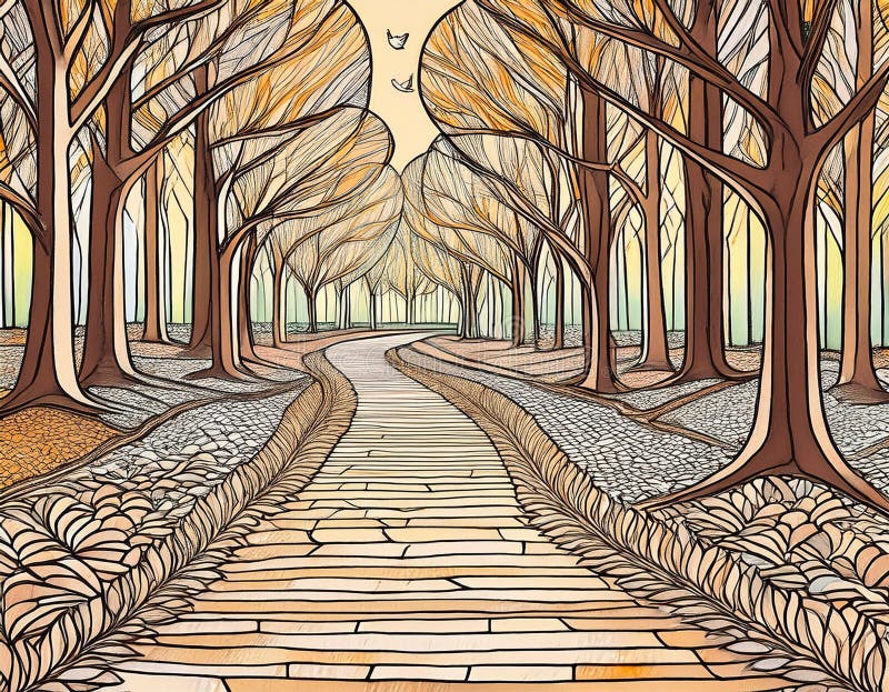 Abstract Path through the Woods Focus on Leaf and Bark Textures in an ...