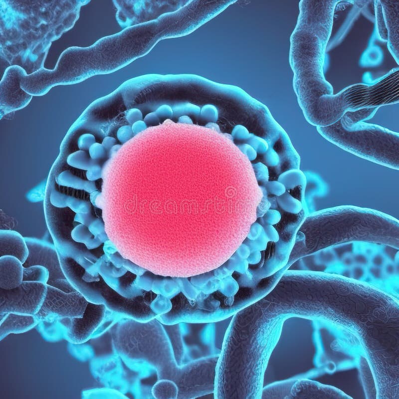 Abstract Pathogenic Virus Cell, Cancer Cell Under Microscope, Digital ...