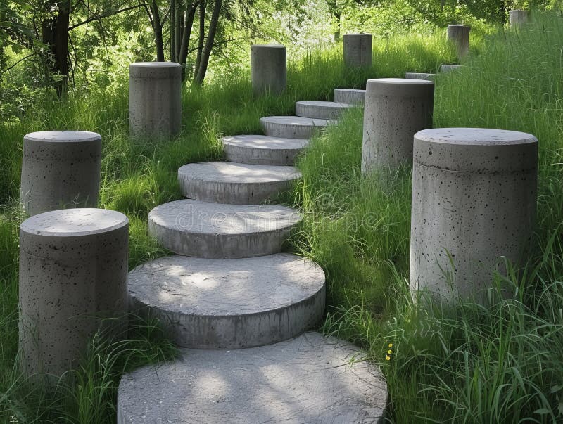 Abstract Pathways: Exploring Concrete Cylinders in Varying Heights -ar ...