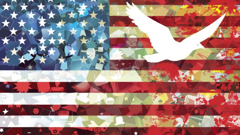 Abstract Patriotic American Flag and Dove Peace Concept Stock Photo ...