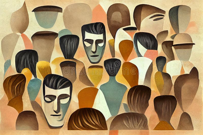 Abstract Pattern Background with Human Faces Stock Illustration ...