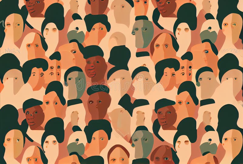 Abstract Pattern Background with Human Faces Stock Illustration ...