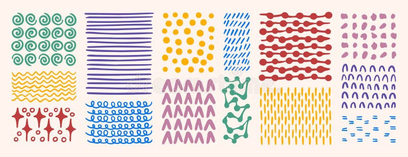 Abstract Pattern Backgrounds and Sketch Dots Texture with Lines, Stars ...