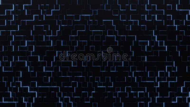 Abstract Pattern Backround. Black Cubes with Glowing Neon Edges. 3d ...