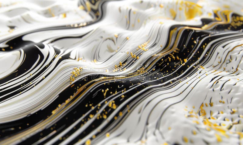 Abstract Pattern of Black and Gold Abstract Lines on a Stark White ...