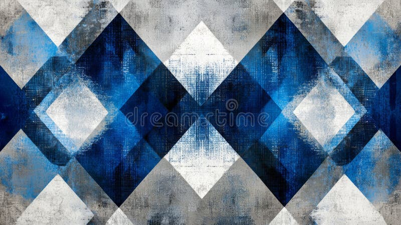 An Abstract Pattern of Blue Geometric Shapes with Interlocking Squares, Giving a Textured and ...