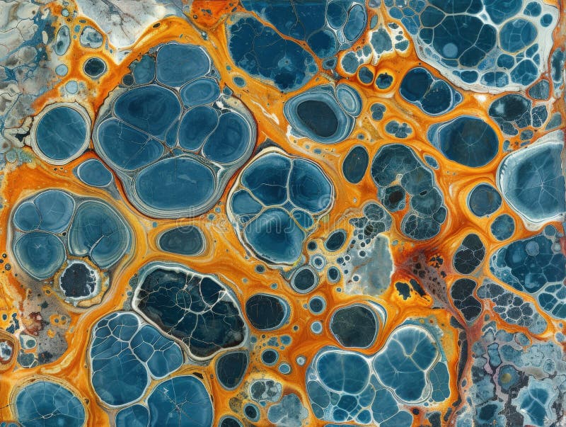 Abstract Pattern of Blue and Orange Cells Resembling Marbling Stock ...