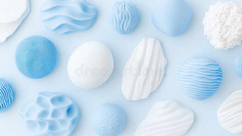 Abstract Pattern of Blue and White Textured Shapes on Light Background ...