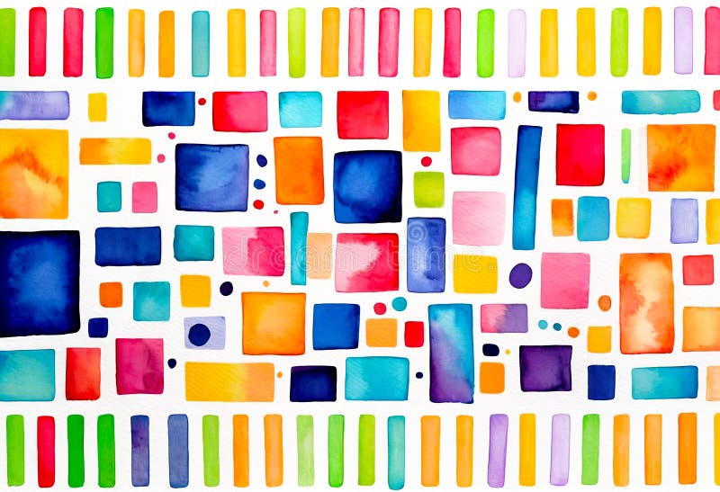Abstract Pattern with Bright Colorful Squares, Rectangles, Stripes and ...