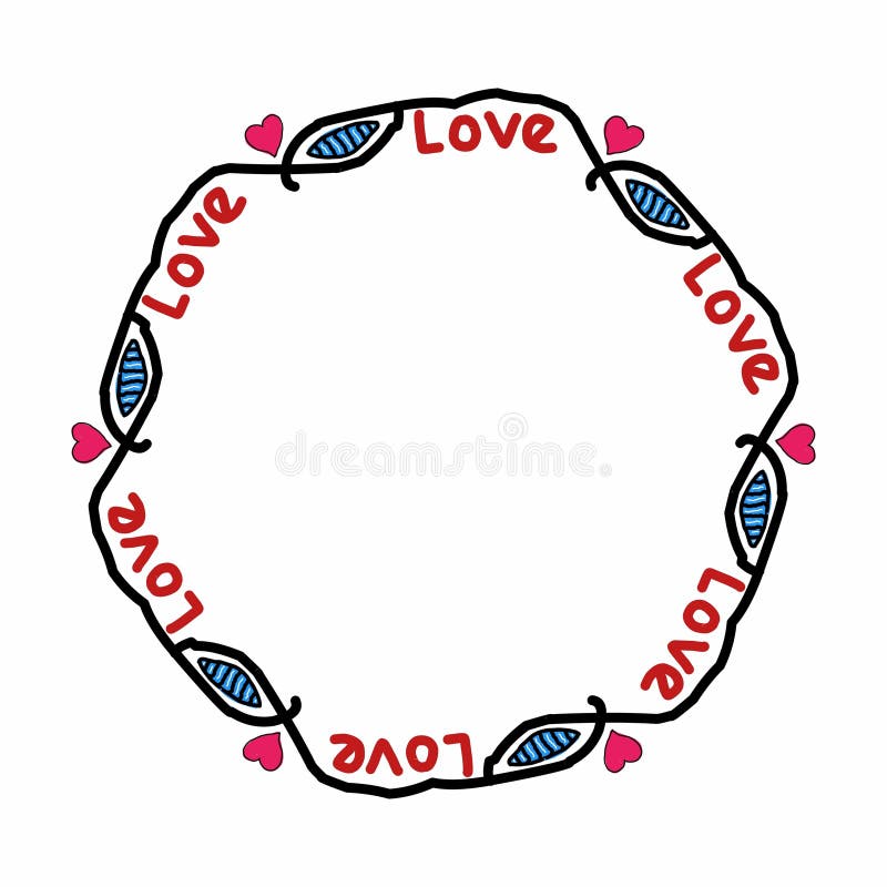 Abstract Pattern Circle Frame and Love Symbol Stock Illustration ...