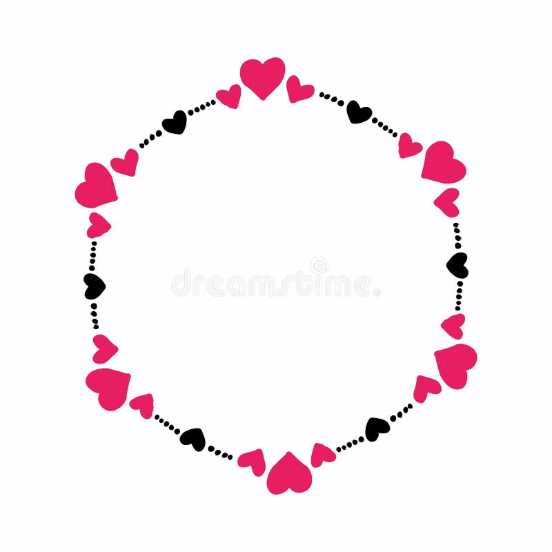 Abstract Pattern Circle Frame and Love Symbol Stock Illustration ...