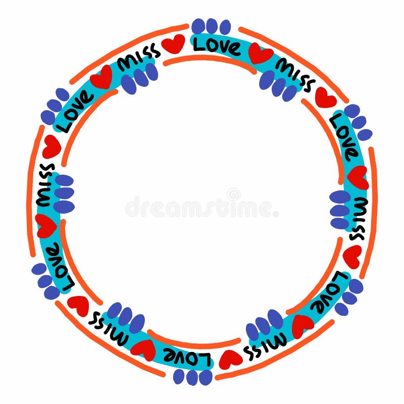 Abstract Pattern Circle Frame and Love Symbol Stock Illustration ...