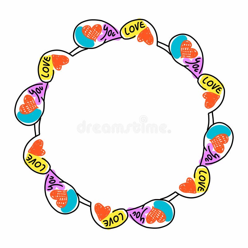 Abstract Pattern Circle Frame and Love Symbol Stock Illustration ...